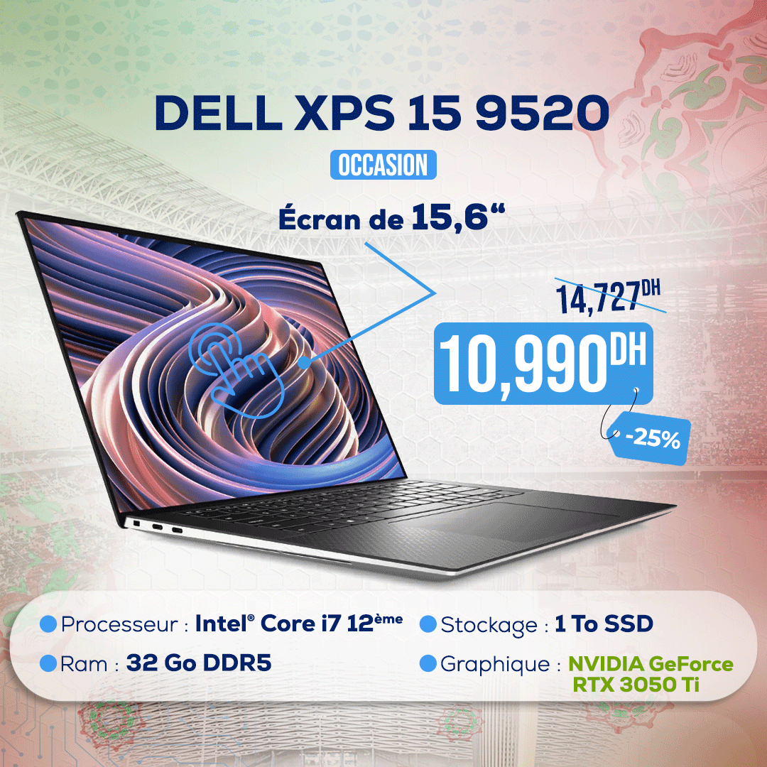 DELL XPS 15 9520 intel Core i7 12ème Gen NVIDIA RTX 3050 Ti – MAYDAN