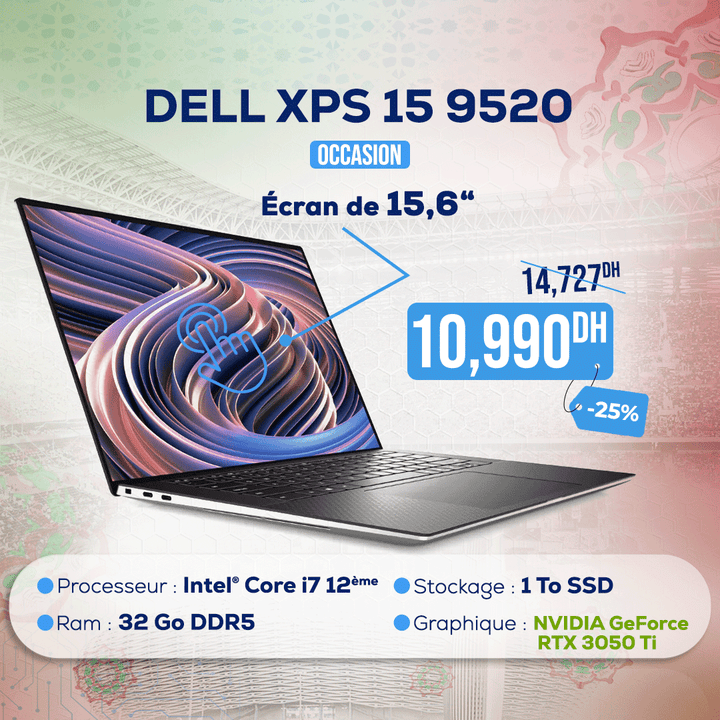 DELL XPS 15 9520 intel Core i7 12ème Gen NVIDIA RTX 3050 Ti – MAYDAN